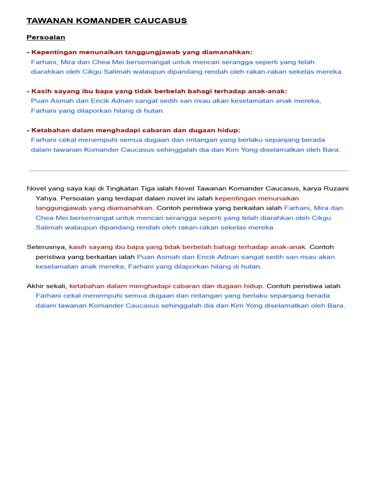 Novel Tawanan Komander Caucasus | PDF