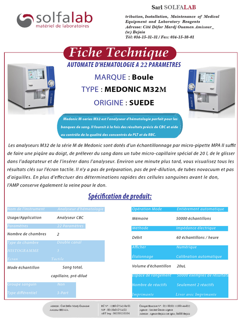 Medonic M32 | PDF