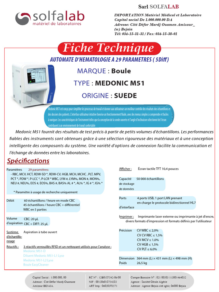 Medonic M51: Advanced Lab Analyzer | PDF