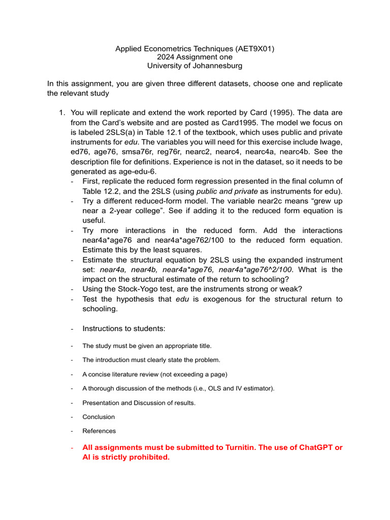 Applied Econometrics Techniques | PDF