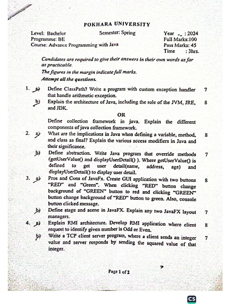 Advanced Programming With Java (New) 4th Sem Regular | PDF