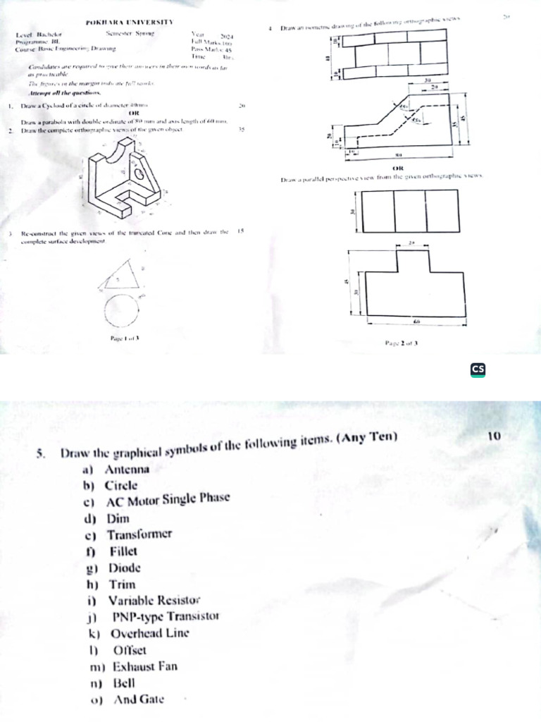 Basic Engineering Drawing (New) 2024 Spring Back 1st Time | PDF