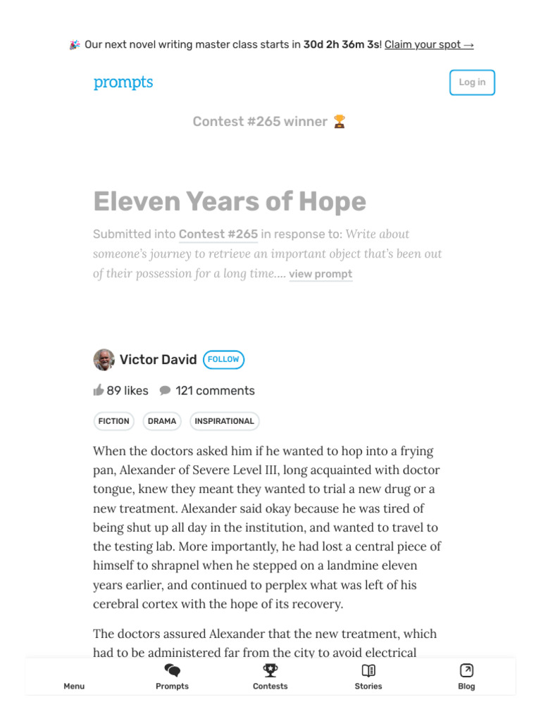 Eleven Years of Hope - A Drama Short Story by Victor David - Reedsy ...