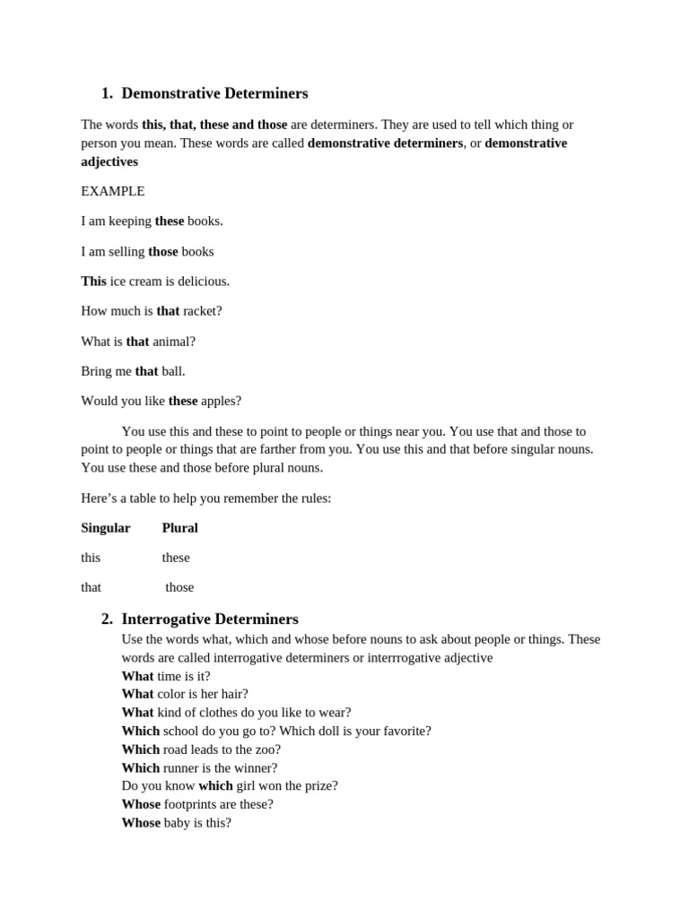Demonstrative Determiners Tugas 7 | PDF