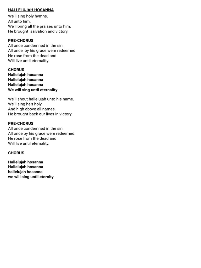 II. Hallelujah Hosanna | PDF