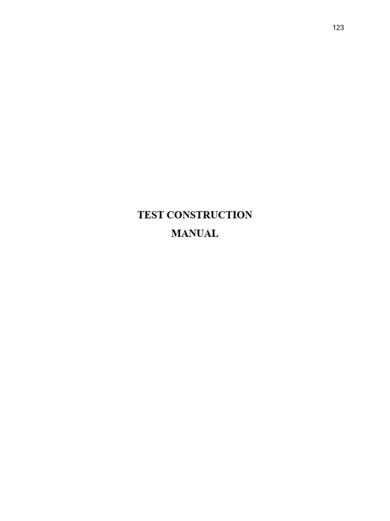 Sample Test Construction Manual | PDF | Validity (Statistics) | Self ...