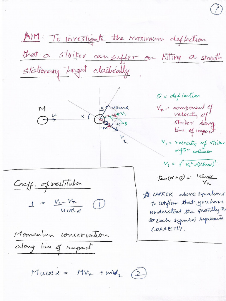 Maximum Deflection in A Collision | PDF