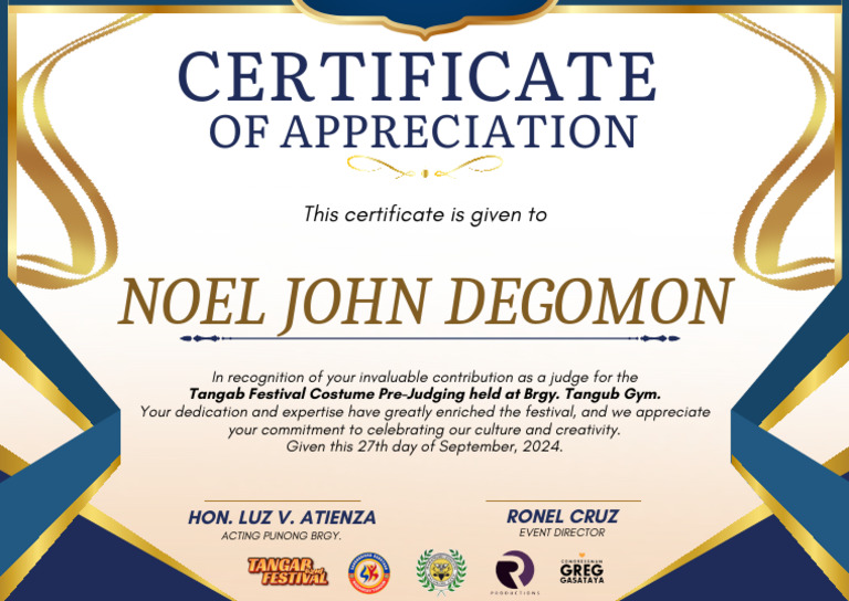 Certificate of Appreciation for Judges | PDF