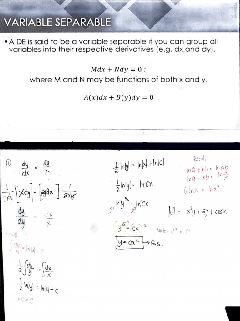 DE Variable Seperable Exact DE | PDF