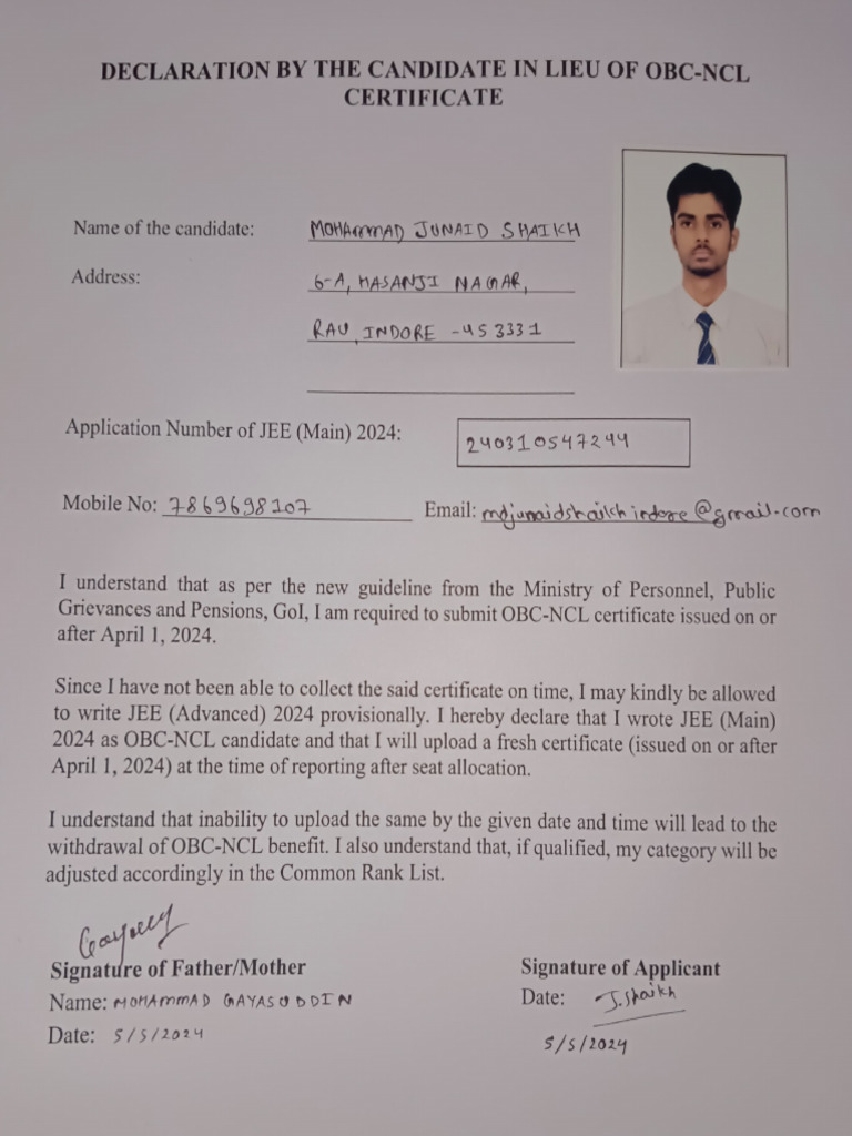 Declaration OBC 240505 1 | PDF