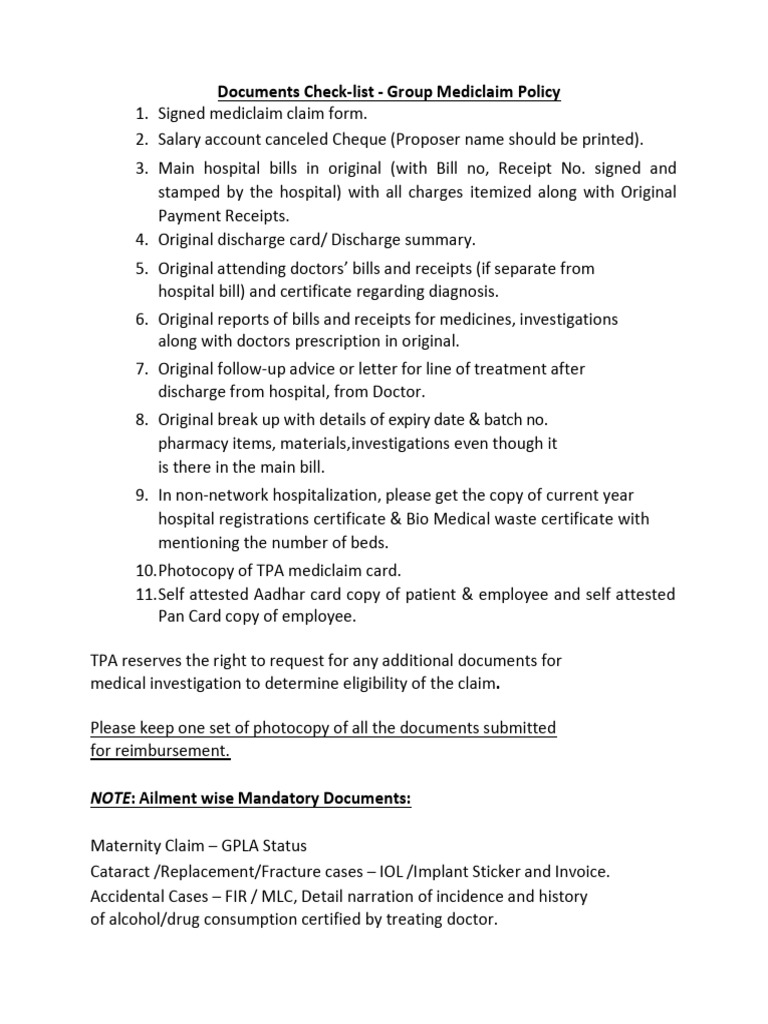 Document Checklist | PDF