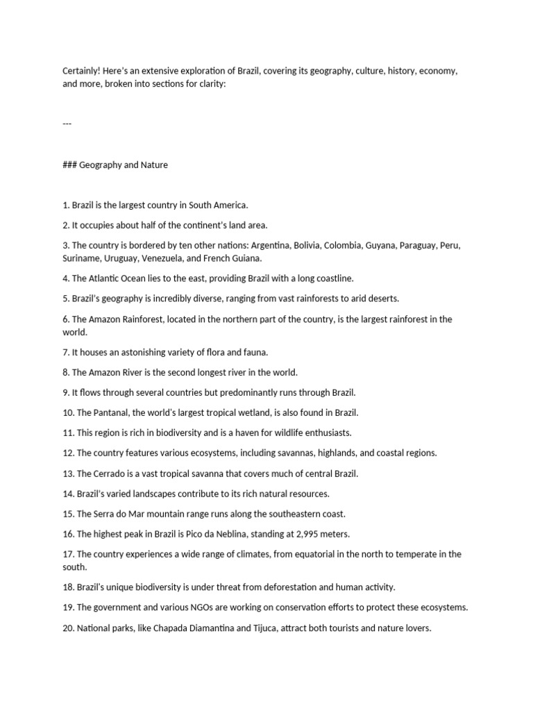 Sentence Text About Brazil | PDF