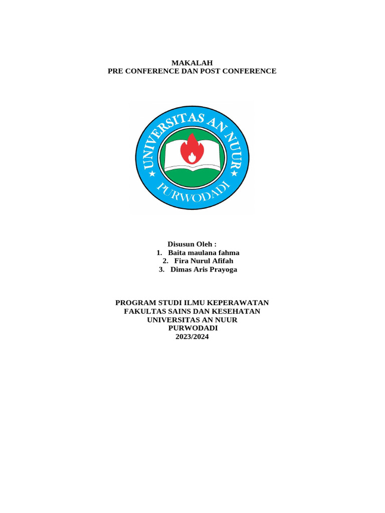 Makalah Pre dan Post Conference Keperawatan | PDF