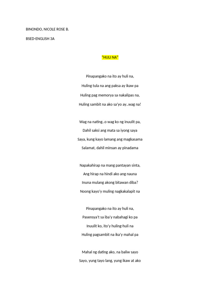 Tula Sa Filipino | PDF