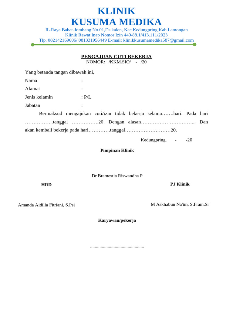 Surat Pengajuan Cuti | PDF