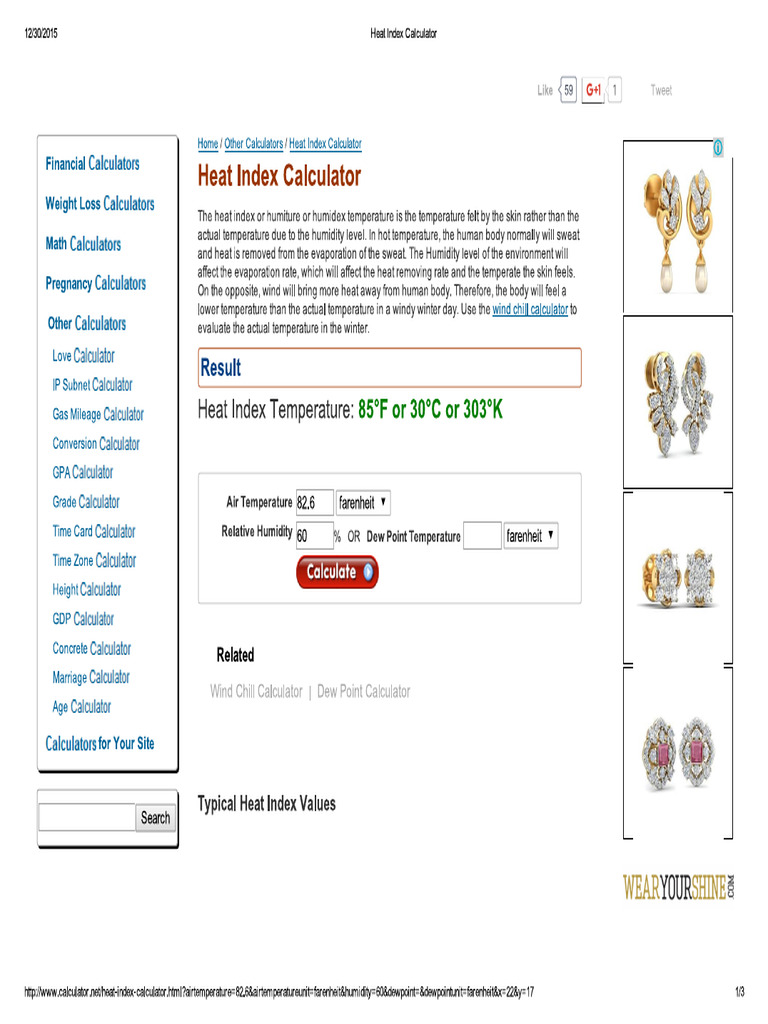 Heat Index Calculator | PDF