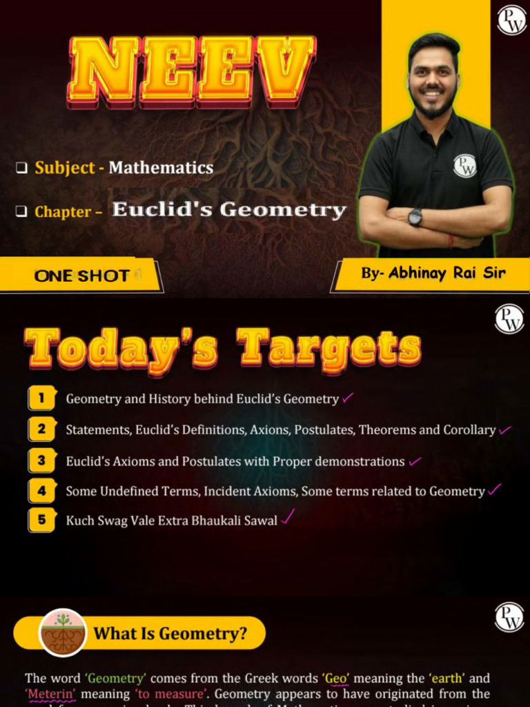 Euclid's Geometry - Class Notes | PDF