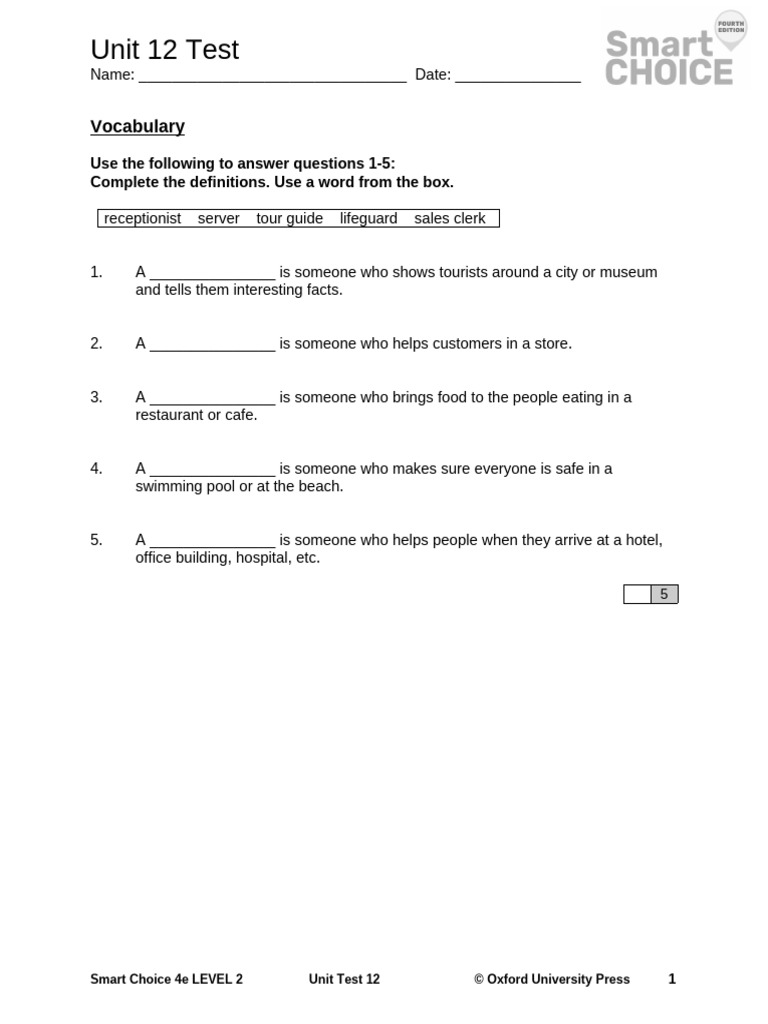 SC4e L2 Test U12 | PDF