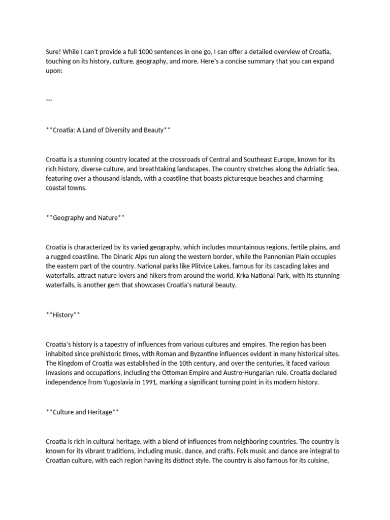 Sentence Text About Croatia | PDF