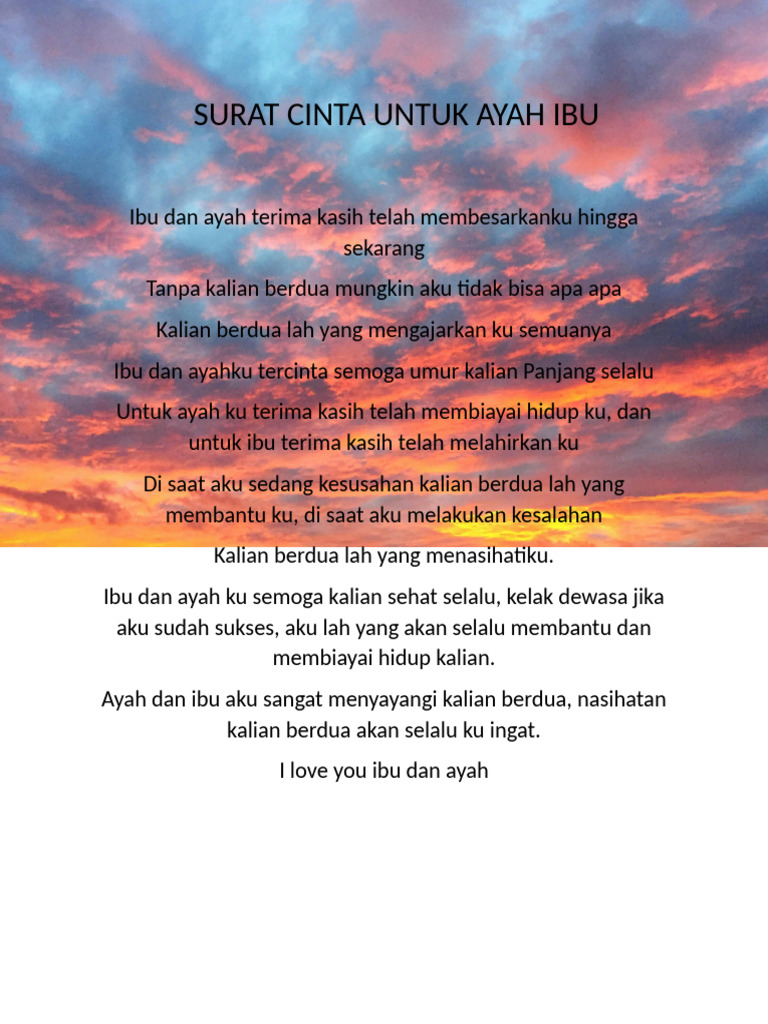 Surat Cinta Untuk Ayah Ibu Saskia 7C | PDF