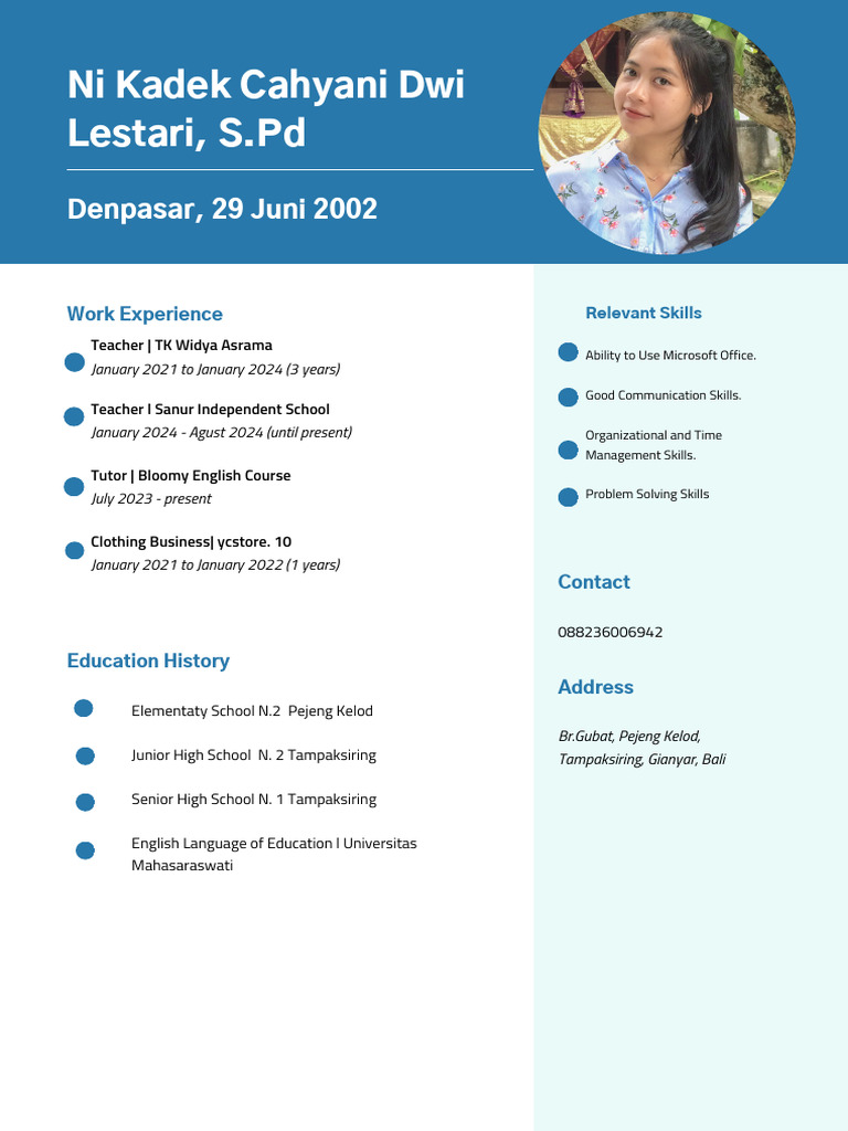 CV Ni Kadek Cahyani Dwi Lestari | PDF