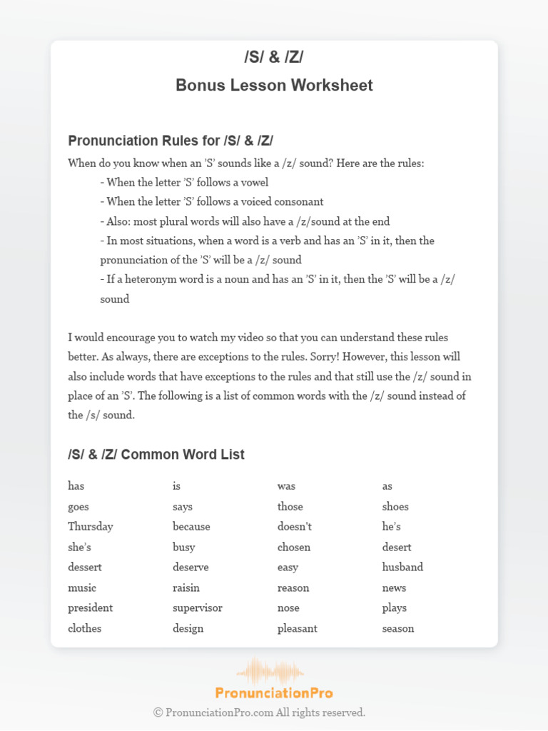 S Z Pronunciation | PDF