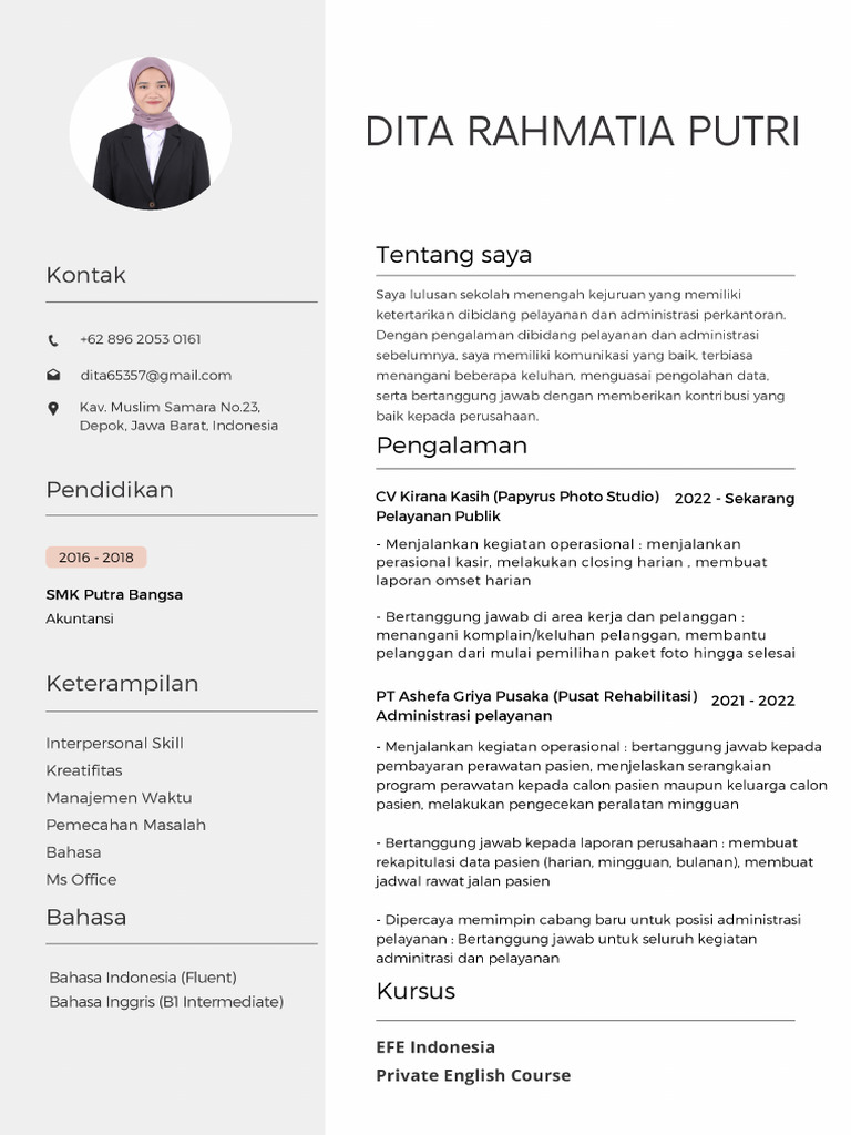 CV - Dita Rahmatia Putri | PDF