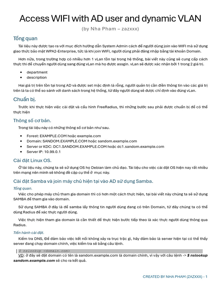 Join WIFI With AD and Dynamic VLAN | PDF