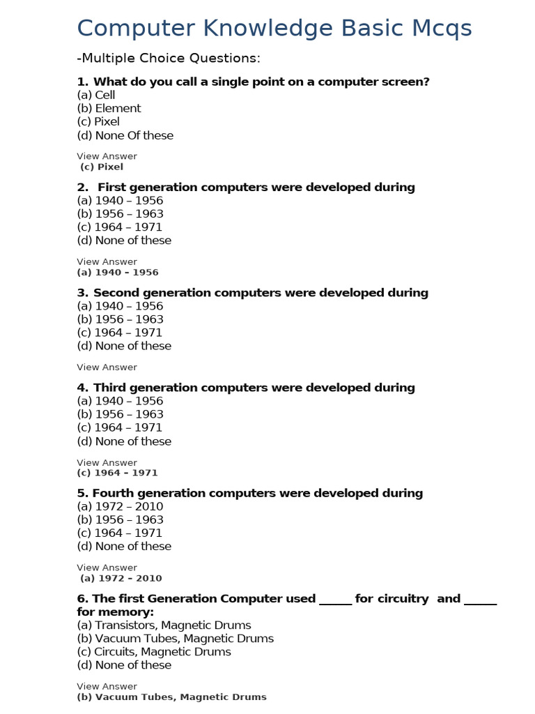 Computer MCQ's 8 | PDF