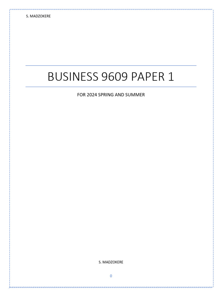 Business 9609 Paper 1 2024 | PDF