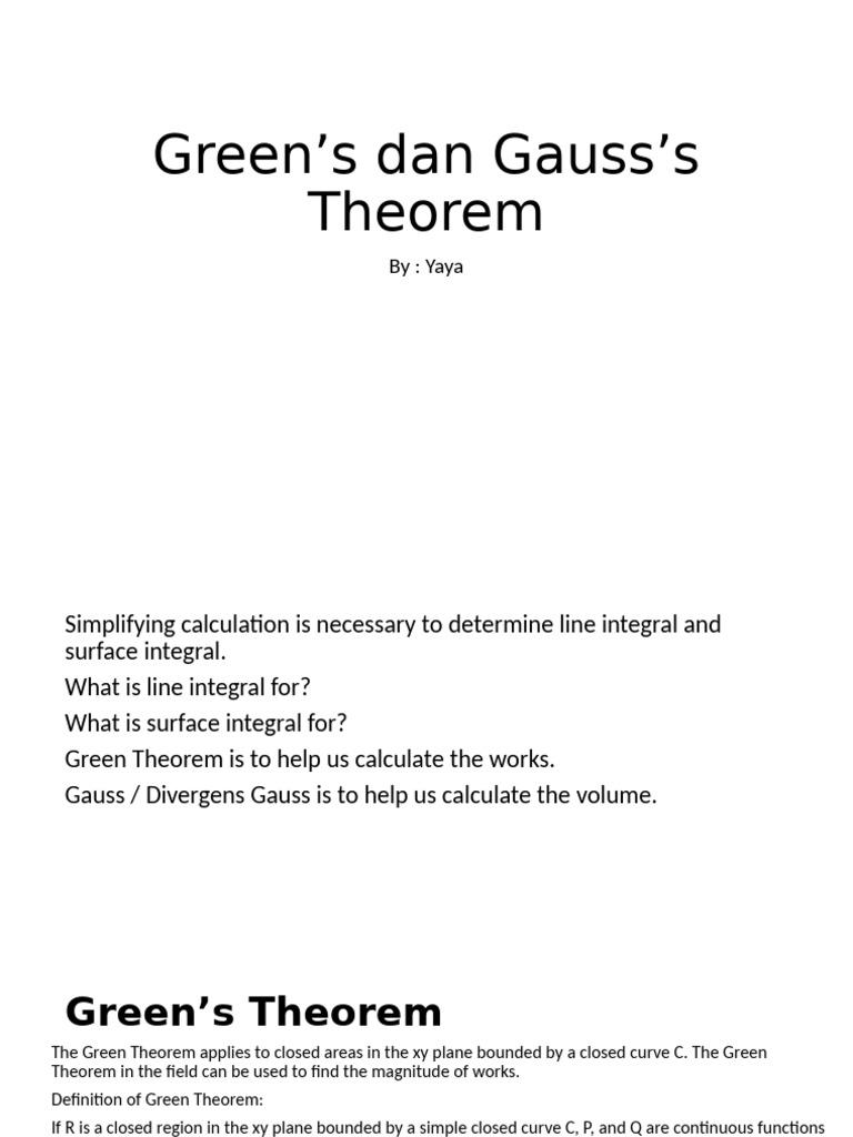 Green's Dan Gauss's Theorem | PDF