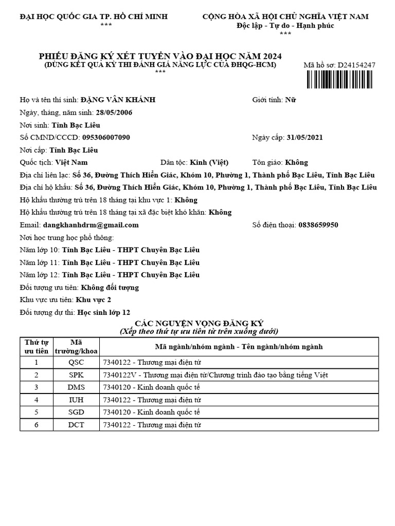 Phieu Dang Ky Xet Tuyen Pdf