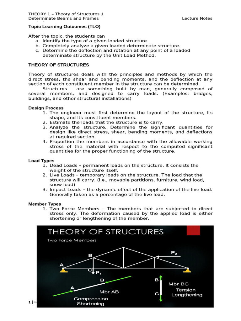 Lecture Notes 1 - Theory 1 - Introduction and Determinate Beams and ...