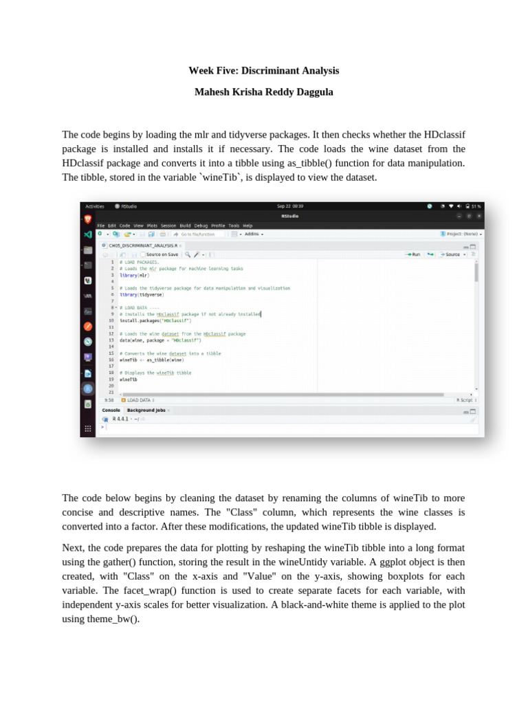 Week Five - Discriminant Analysis Mahesh Krisha Reddy Daggula | PDF