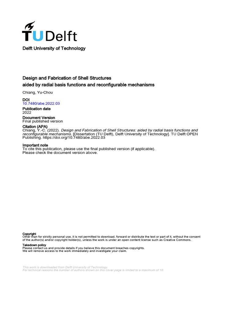 Chaing Desiagn and Fabrication of Shell Structures | PDF