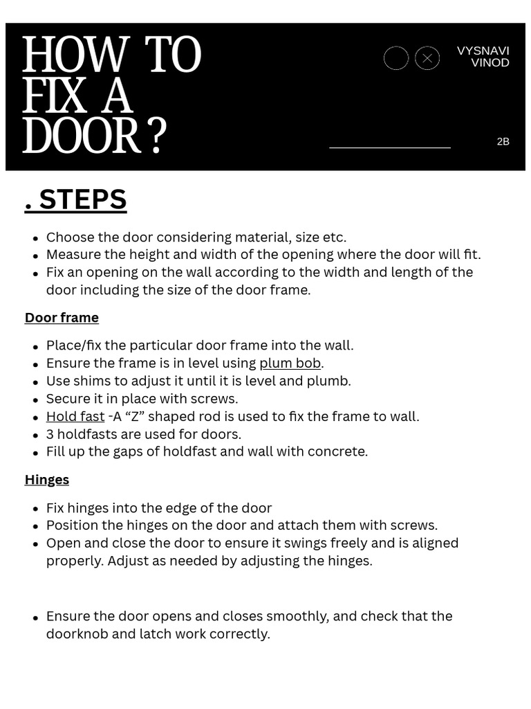 How to Fix a Door: Step-by-Step Guide | PDF