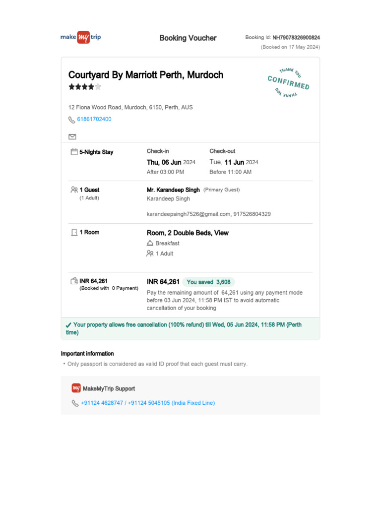 Booking Confirmation Voucher | PDF