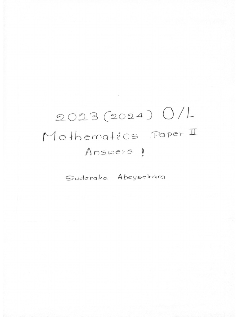 OL Maths 2023 (2024) Sudaraka Abeysekara | PDF