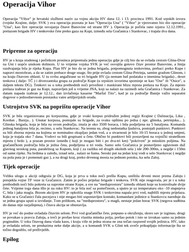 Operacija Vihor | PDF