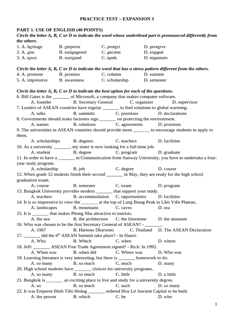 Practice Test - Expansion 3 | PDF