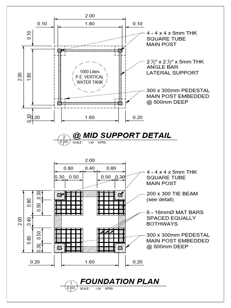 Argao Water Tank Tower Foundation Plan | PDF