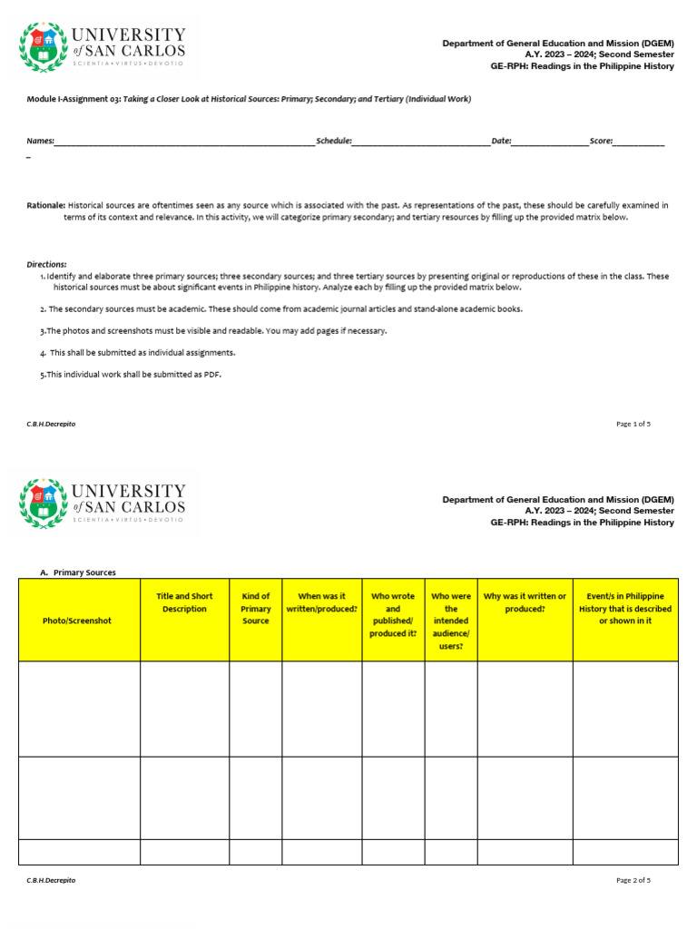Module I-Assignment 03 - Taking A Closer Look at Historical Sources ...