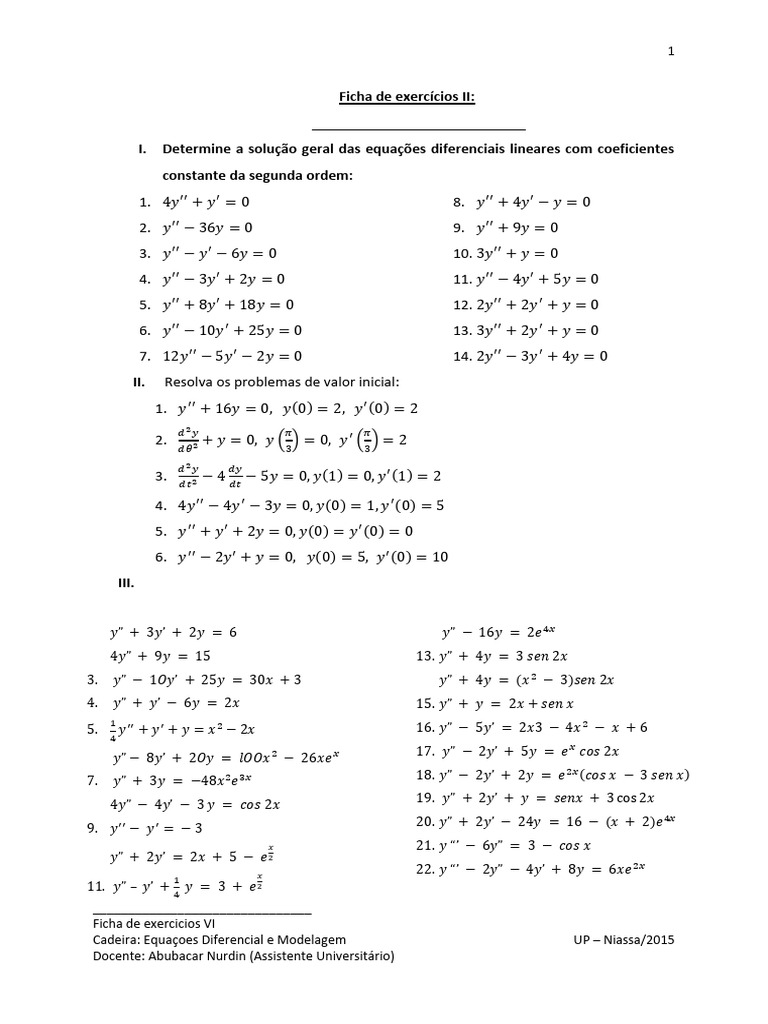 Ficha de Exercícios II 2024 | PDF