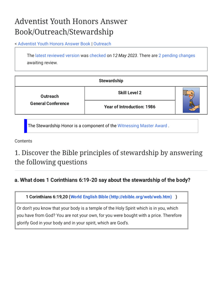 Stewardship Honor Answer Key PDF | PDF | Religion & Spirituality