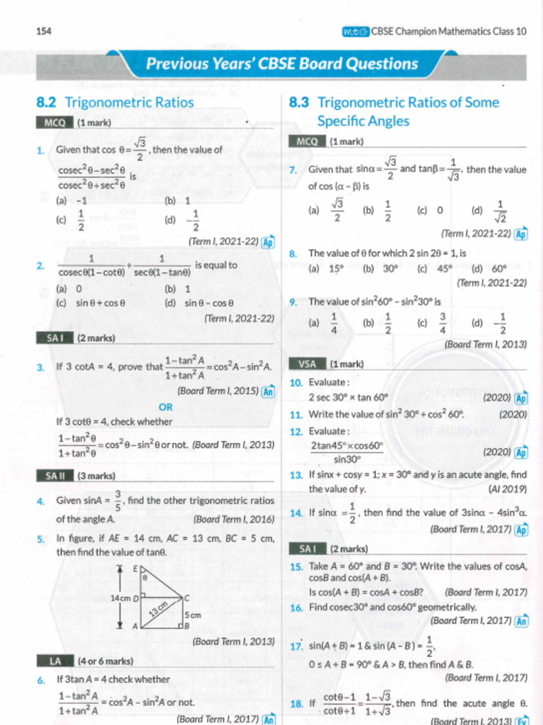 Revision Class (Introduction To Trigonometry) ) | PDF