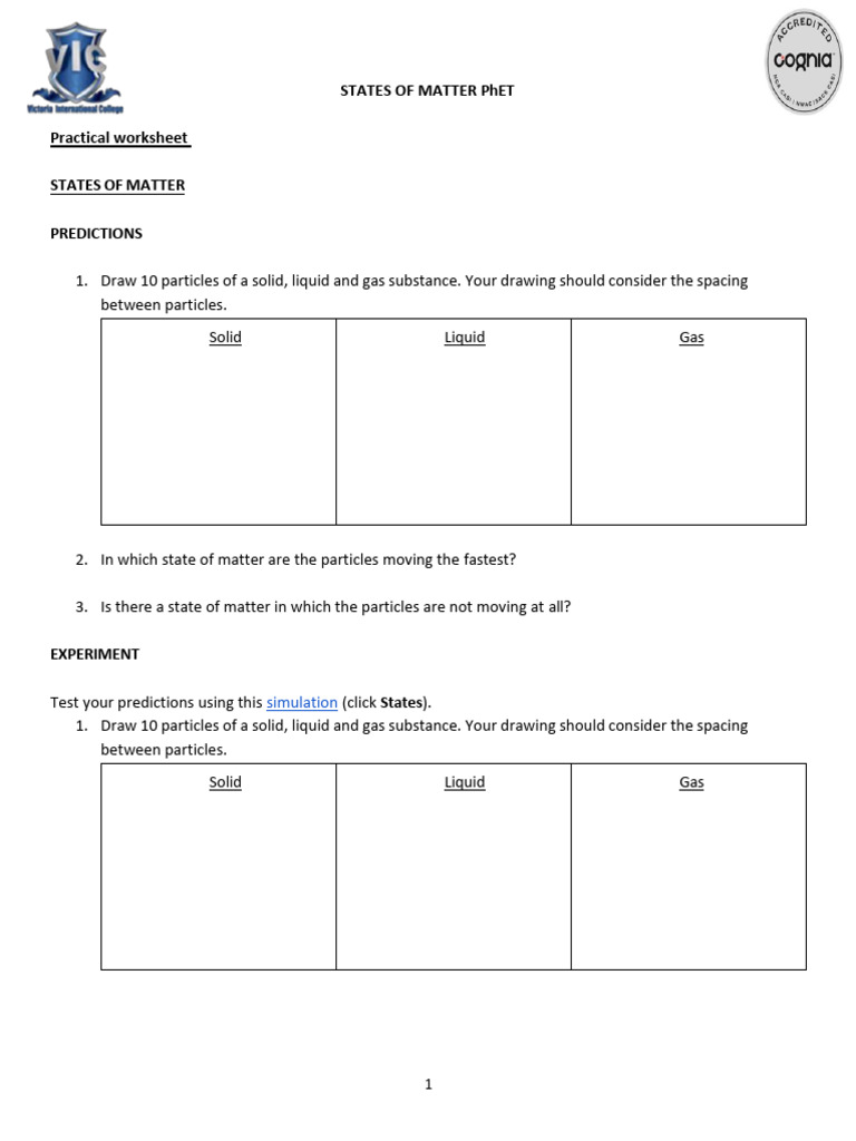 PhET States of Matter | PDF