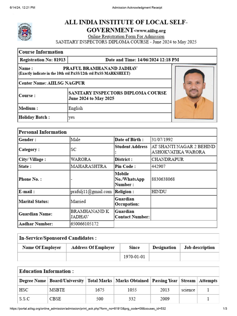 Sanitary Inspector Course Print | PDF