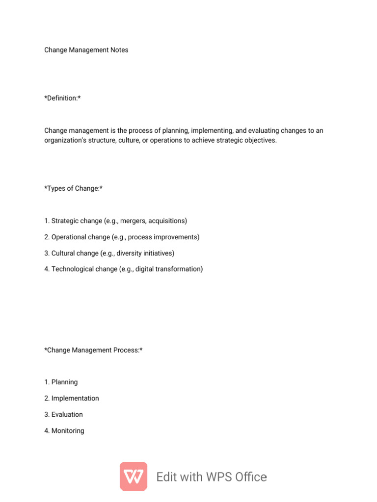 Change Management Notes | PDF