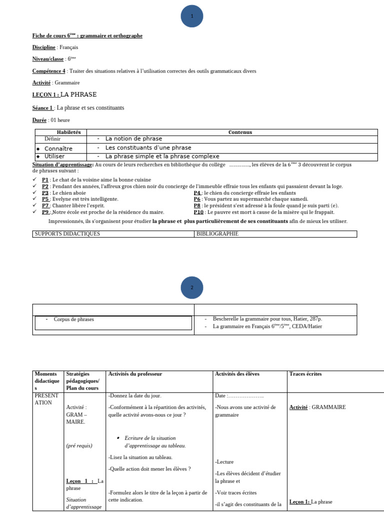 Fiches Completes de Français | PDF