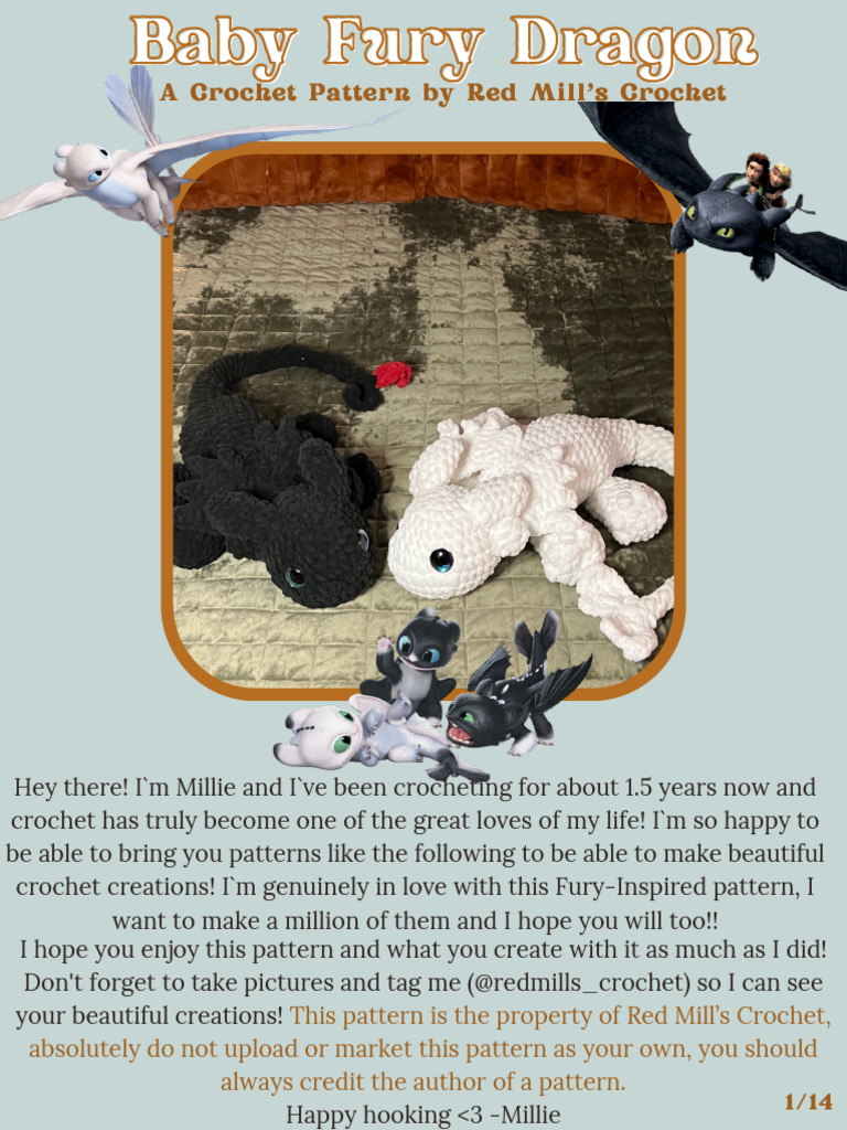 Red Mills Crochet Baby Fury Dragons Offical Pattern | PDF